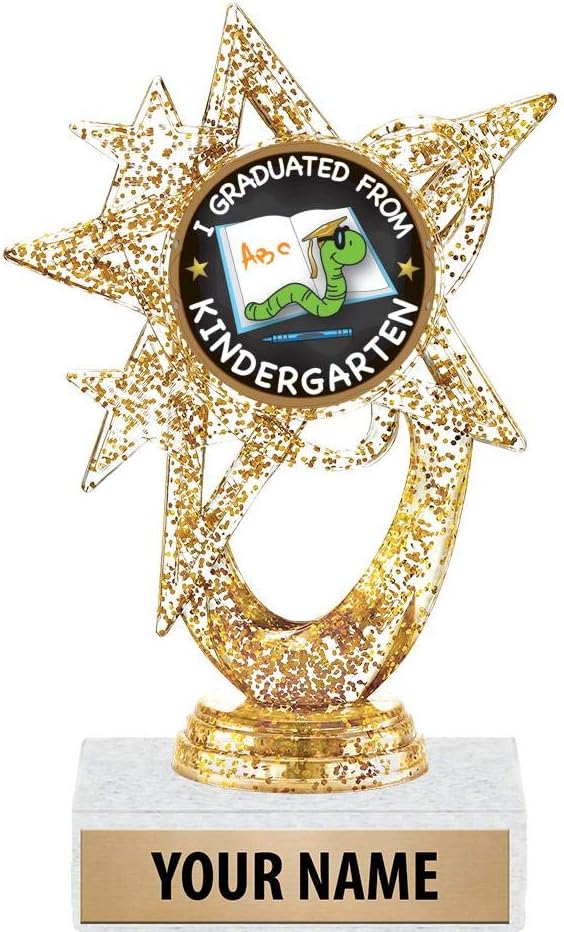 Amazon.com : 5.5" Gold Glitter Kindergarten Graduation Trophies, Custom ...