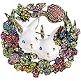 Amazon.com: Vintage Rabbit Rhinestone Wreath Brooch Lapel Pins for ...