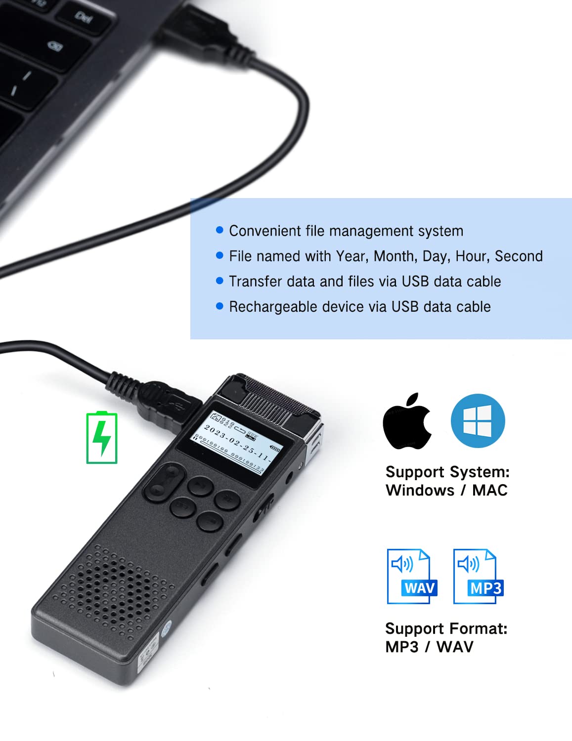 Mua 80GB Digital Voice Activated Recorder with Playback - Audio Voice ...