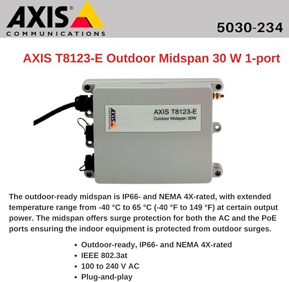 Amazon.com: Axis 5030-234 T8123-E Outdoor Midspan 30 W - 110 V AC 220 V ...