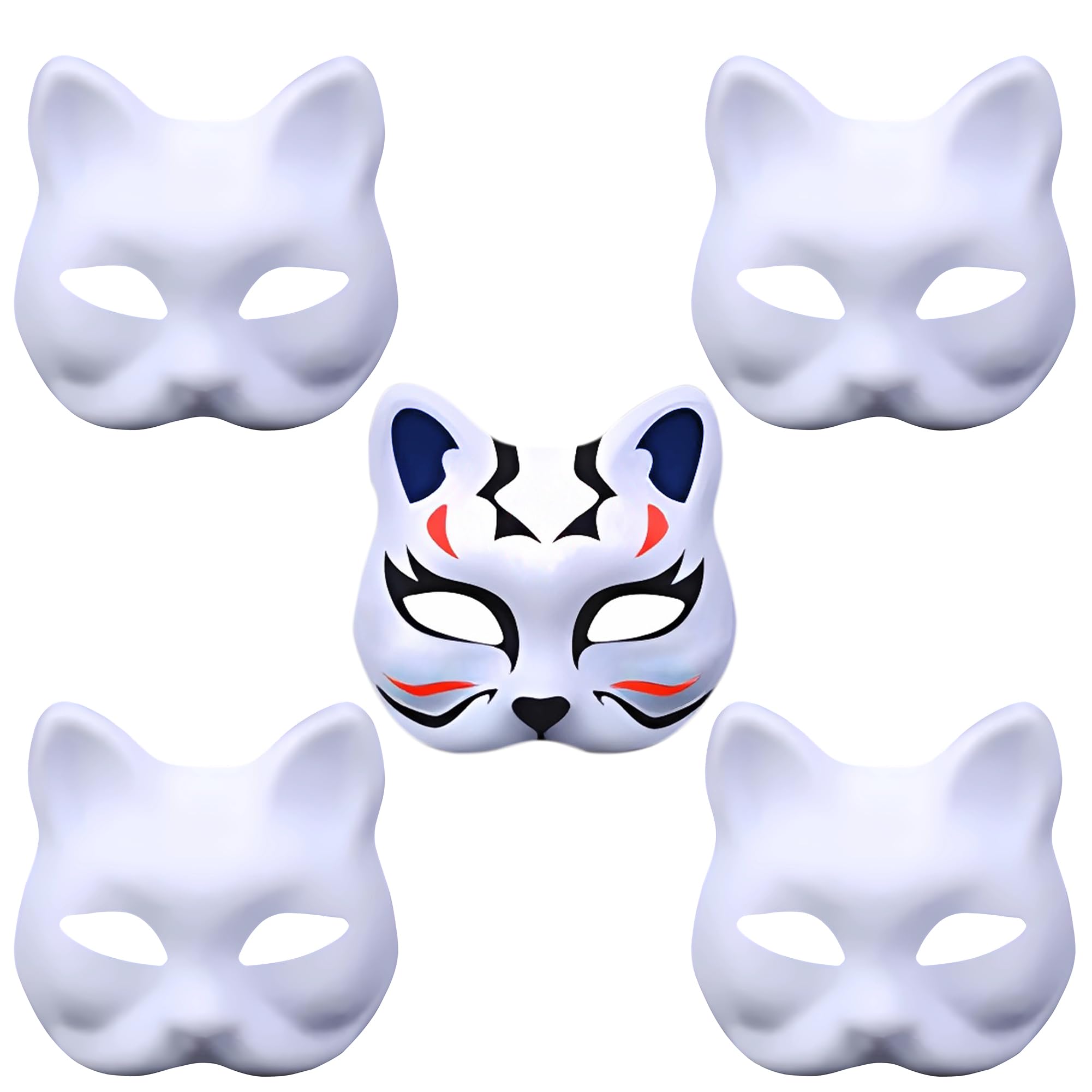 HOHAJIU Fox Mask DIY Paintable Blank Mask Therian Costume Accessory ...