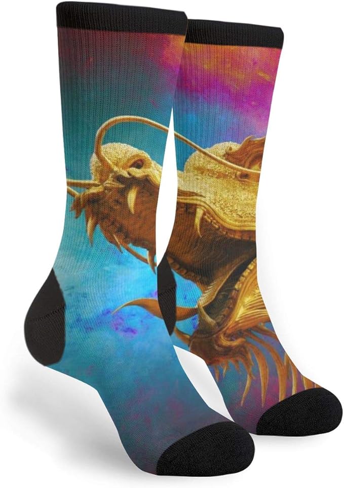 Dragon Golden Dragon Novelty Crew Socks For Men Or Women,Casual Dress ...