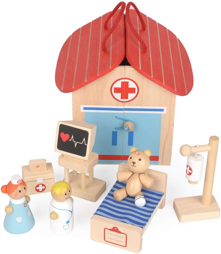 ewtshop® Natural Wooden Hospital Playset for Children – BigaMart