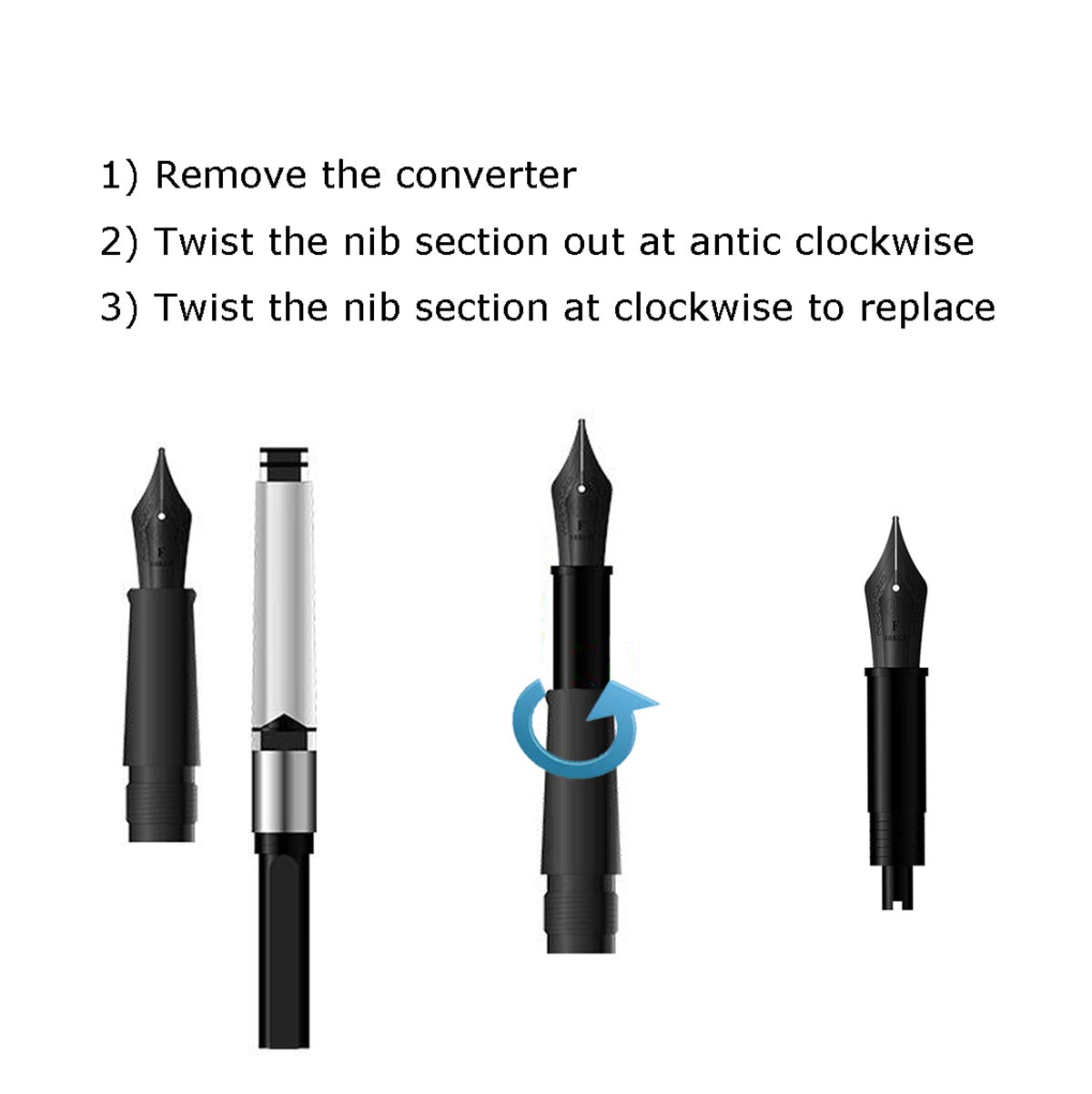 Mua Set of 3 Hongdian Fountain Pen Black Nibs (Fine, Extra Fine and ...