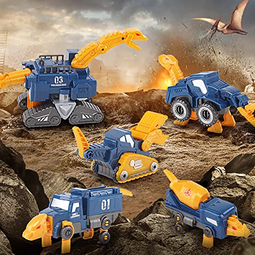 Dinosaur Construction Trucks Vehicle Toy Rescue Bot Magnetic Set, Transform to Big Robot 5-in-1 ...