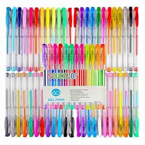 Amazon.com: Soucolor 60 Colors Gel Pens Set, Coloring Pens for Adult ...