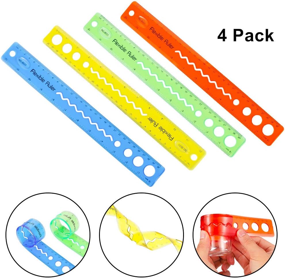 lovingmona Bendy Ruler 30cm / 12 inch 4 Pack Multipack Flexible Clear ...