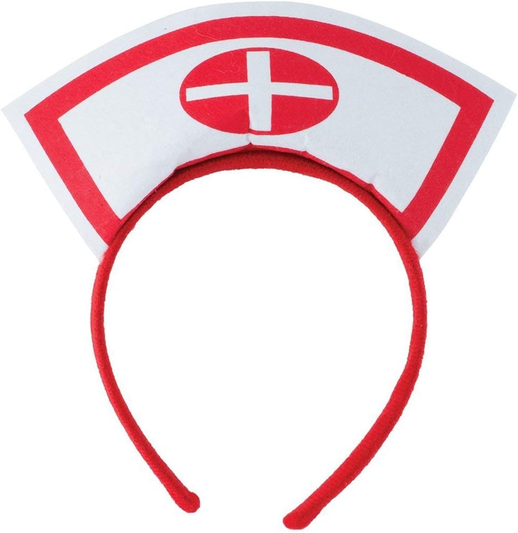 Amazon.com: BinaryABC Halloween Costume Accessory,Nurse Hat Headband ...