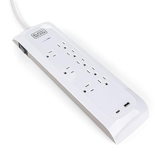BLACK+DECKER Power Strip Extension Cord with 3 Grounded Outlets, 2 USB ...