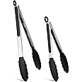 Amazon.com: Silicone Non-SlipTongs for Cooking, 430 Steel Table Tongs ...
