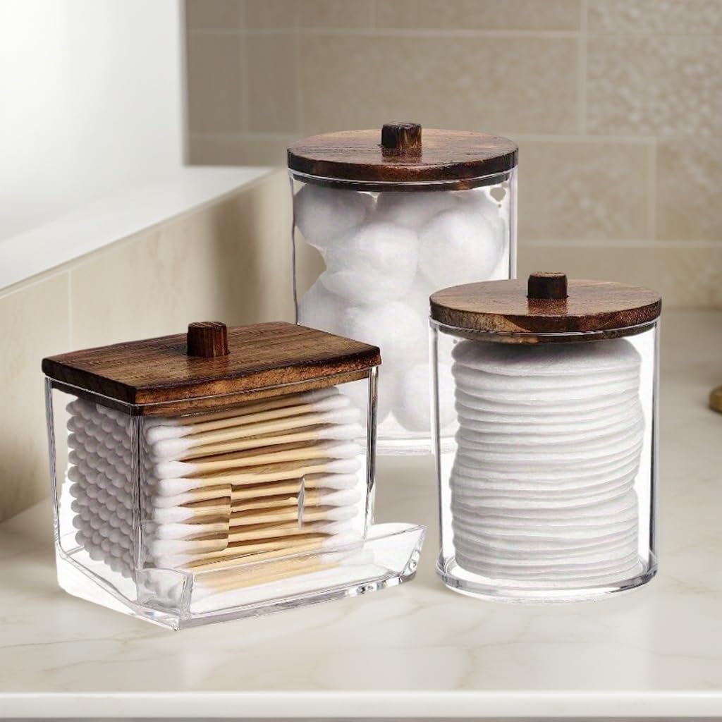 Swabs Dispenser - Swabs Holder Bathroom Container With Apothecary Jar ...