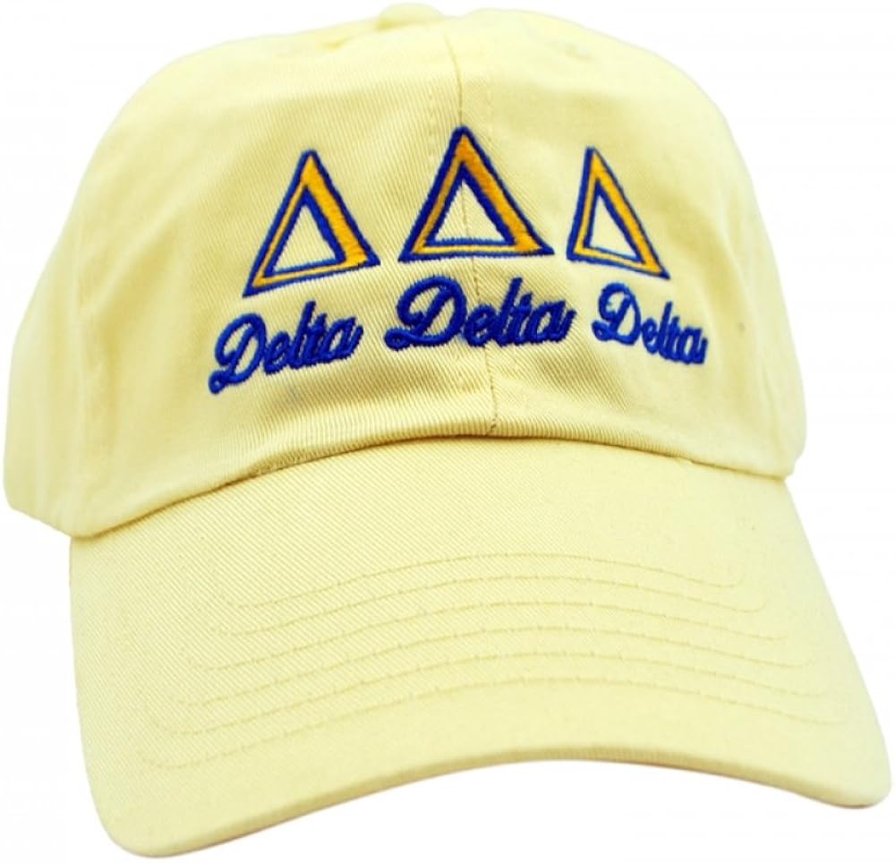 Delta Delta Delta Script Cap Khaki at Amazon Women’s Clothing store