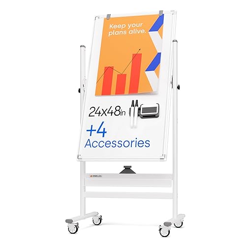 Rolling Dry Erase Board 24 x 48 - Large Portable Magnetic Whiteboard ...
