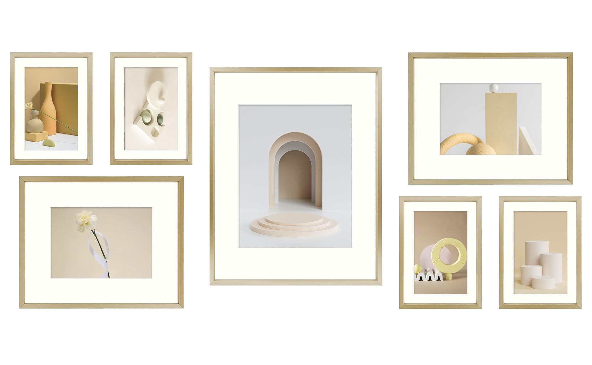 Mua Frametory, Aluminum Picture Frames Set of 7 - Gold Gallery Wall Kit ...