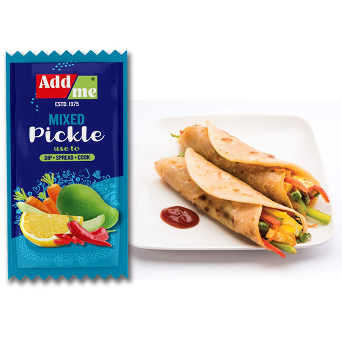 Add me Achar Mixed Pickles Chutney 12gm Sachet Each Mix achar (Pack of ...