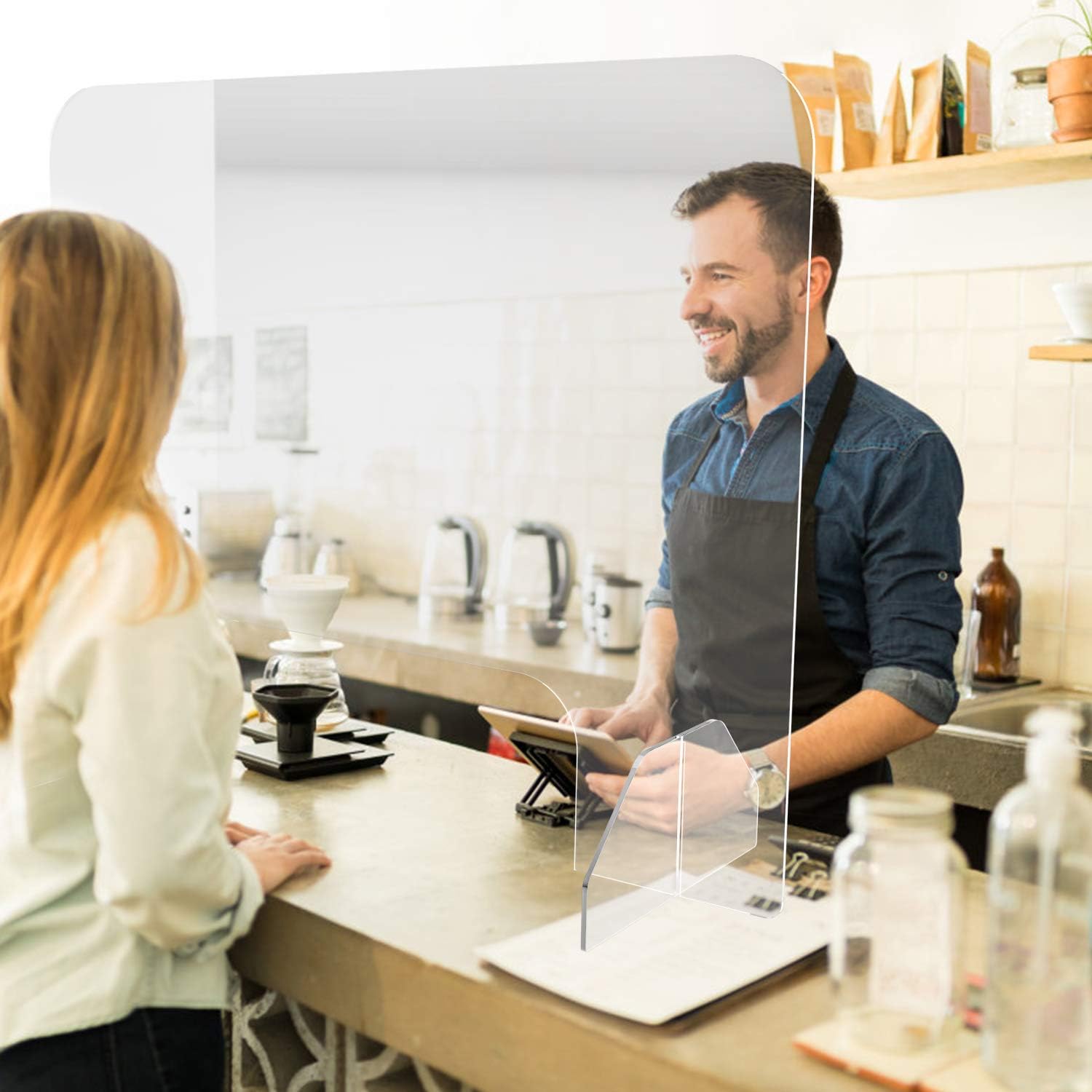 E-Sovinia Perspex Screen Sneeze Guard for Counter,82 * 68.5cm Clear ...