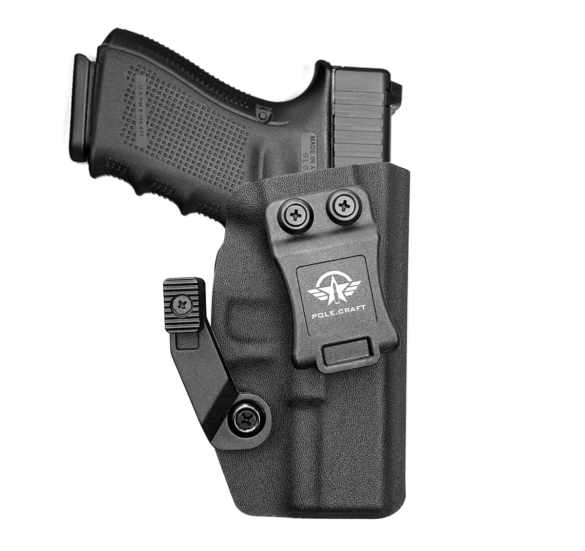 POLE.CRAFT IWB Kydex Holster Claw Fit: Glock 19 19X 25 44 45 (Gen 1 2 3 4 5) & Glock 23 32 (Gen ...