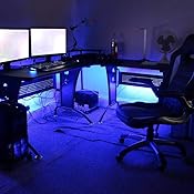 Large Corner Computer and Gaming Desk Table with Keyboard Shelf and CPU ...