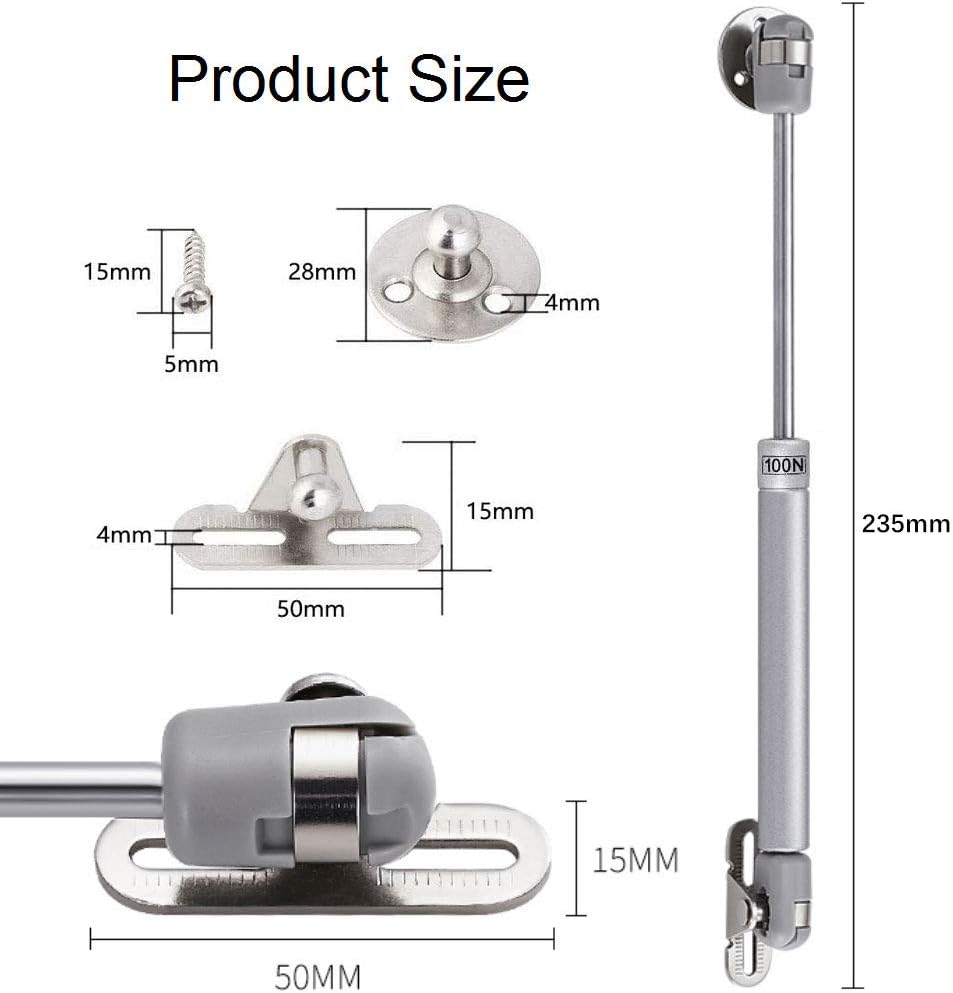 BUZIFU 4 Pcs Gas Struts, Gas Spring Soft Close Hinge Window Lift and ...