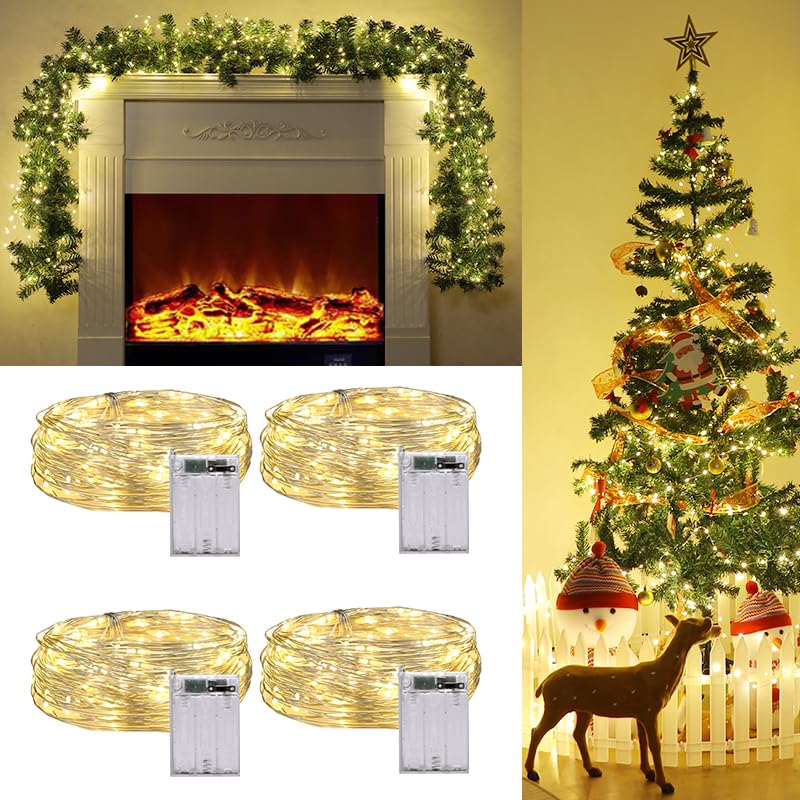4 pack 16 feet 100 Fairy Light Strings Sairy Lights With Timer Fairy ...