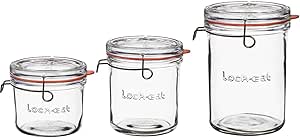 Amazon.com: Luigi Bormioli Lock-Eat 3 Piece Frigo Jars Set, Clear: Home ...