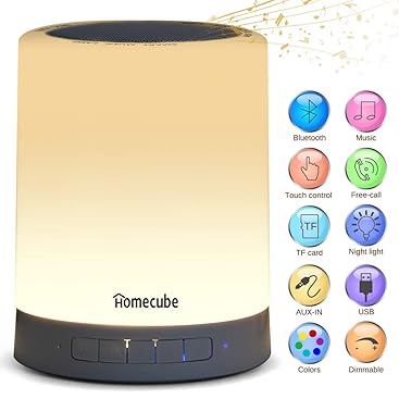 Portable Bluetooth Speaker Touch Lamp, Homecube Bedside Lamp with ...