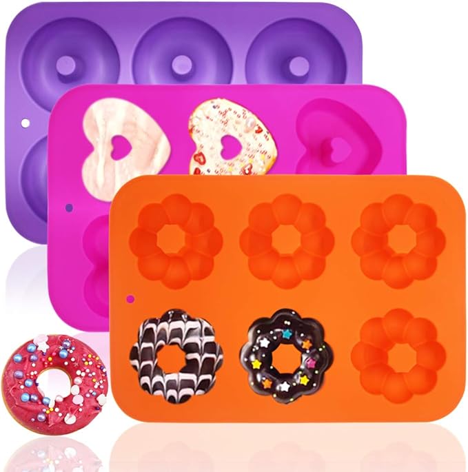Amazon.com: 3 Pack Silicone Donut Pan for Baking Donut Maker, FineGood ...