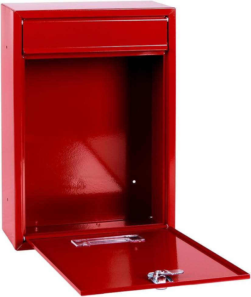 Home Vida Steel Square Letter Mail Post Box Wall Mountable Lock, Red ...