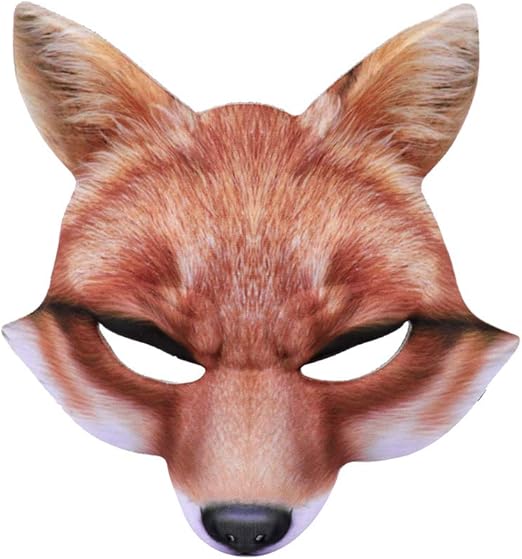 Amazon.com: AMOSFUN Halloween Fox Half Mask Cosplay Animal Face Mask ...