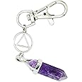 Sobriety Gifts for Women Amethyst Crystal AA Keychain with 360 Swivel ...