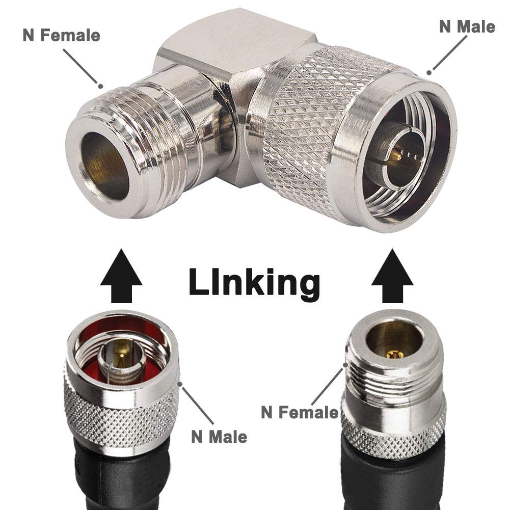 BOOBRIE 2-Pack N Type Adapter Right Angle Connector N Male to Female 90 ...