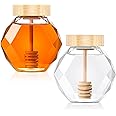 Amazon.com: Umigy 2 Pcs 8 oz Glass Honey Dispenser with Wooden Spiral ...