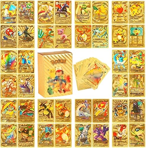 110 Pcs Gold Cards Packs Vmax V GX EX DX Fire Dragon Rare Golden Cards ...