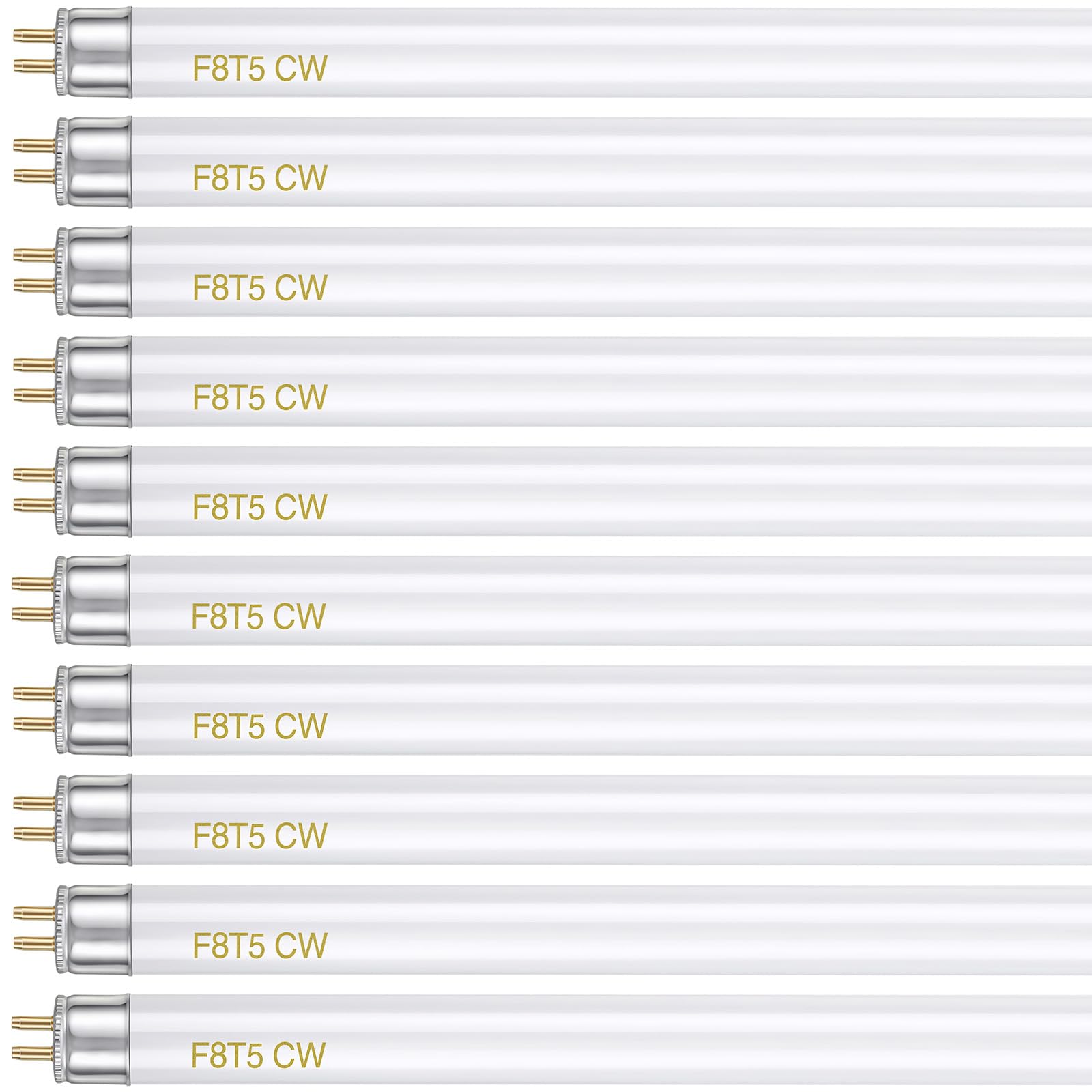 Hiboom 10 Pack F8T5/CW Fluorescent Light Bulbs 12 Inch T5 8 Watt Under ...