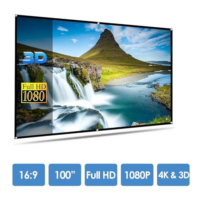 Portable 100 inch HD Projection Screen Support Front: Amazon.in ...