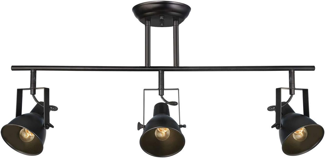LALUZ A03159 Black Track Lighting Fixture 28 inches Industrial Ceiling ...