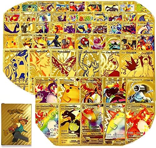 55 PCS Gold Foil Card Assorted Cards TCG Deck Box (22 Vmax Rares 8 GX ...