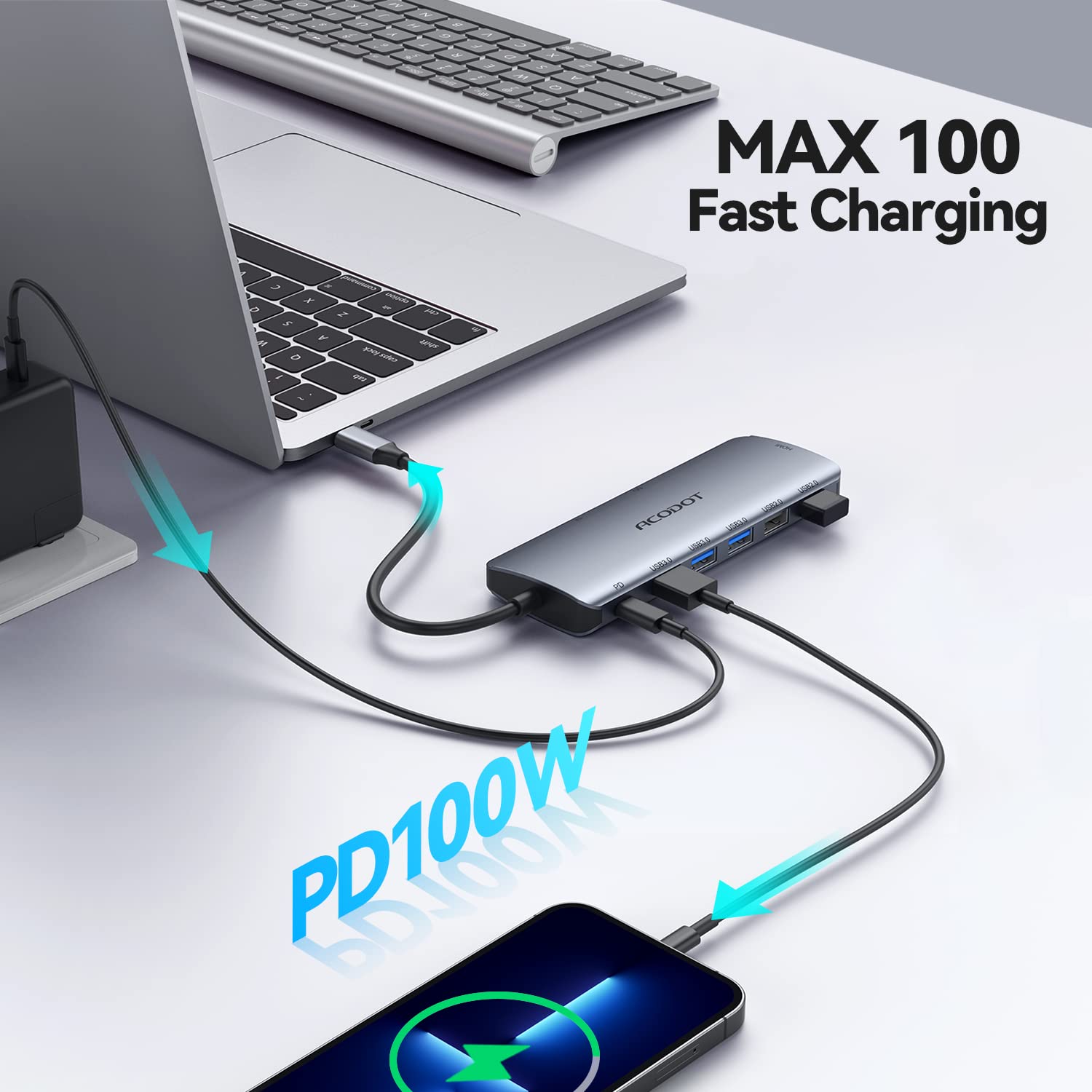 Mua USB C Hub, Acodot 9 in 1 USB C to 4K@60HZ HDMI Multiport Adapter, 3 ...