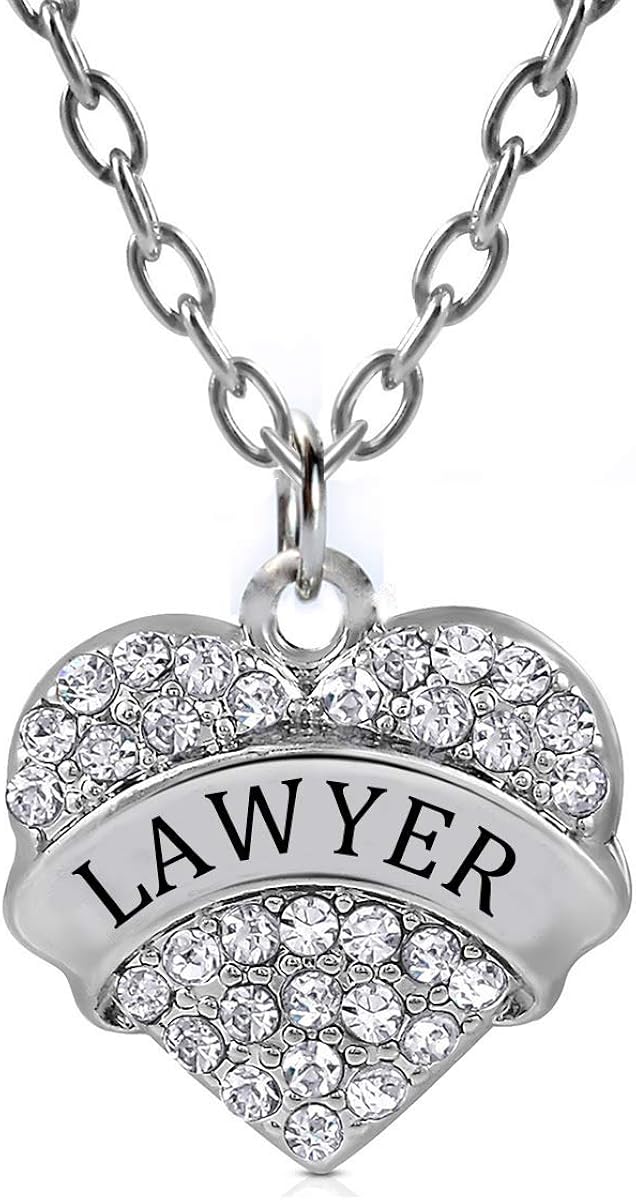 ATDMEI Heart Lawyer Pendant Necklace for Women Girls Silver Tone White ...