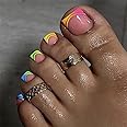 Amazon.com: Colorful French Press on Toenails Short WLGDLH Summer Fake ...