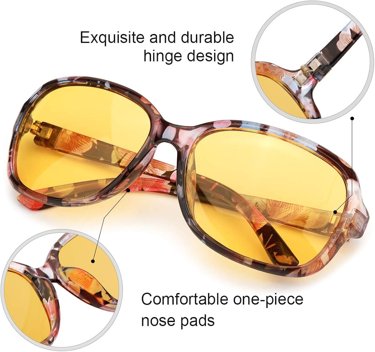 SIPHEW Night-Driving Glasses for Women, Anti Glare Night-Vision Glasses ...