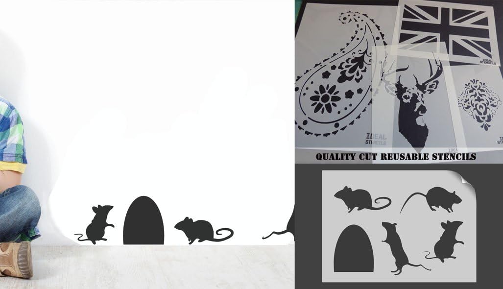 Ideal Stencils Set of real size mice mouse silhouette stencil, (14cm ...
