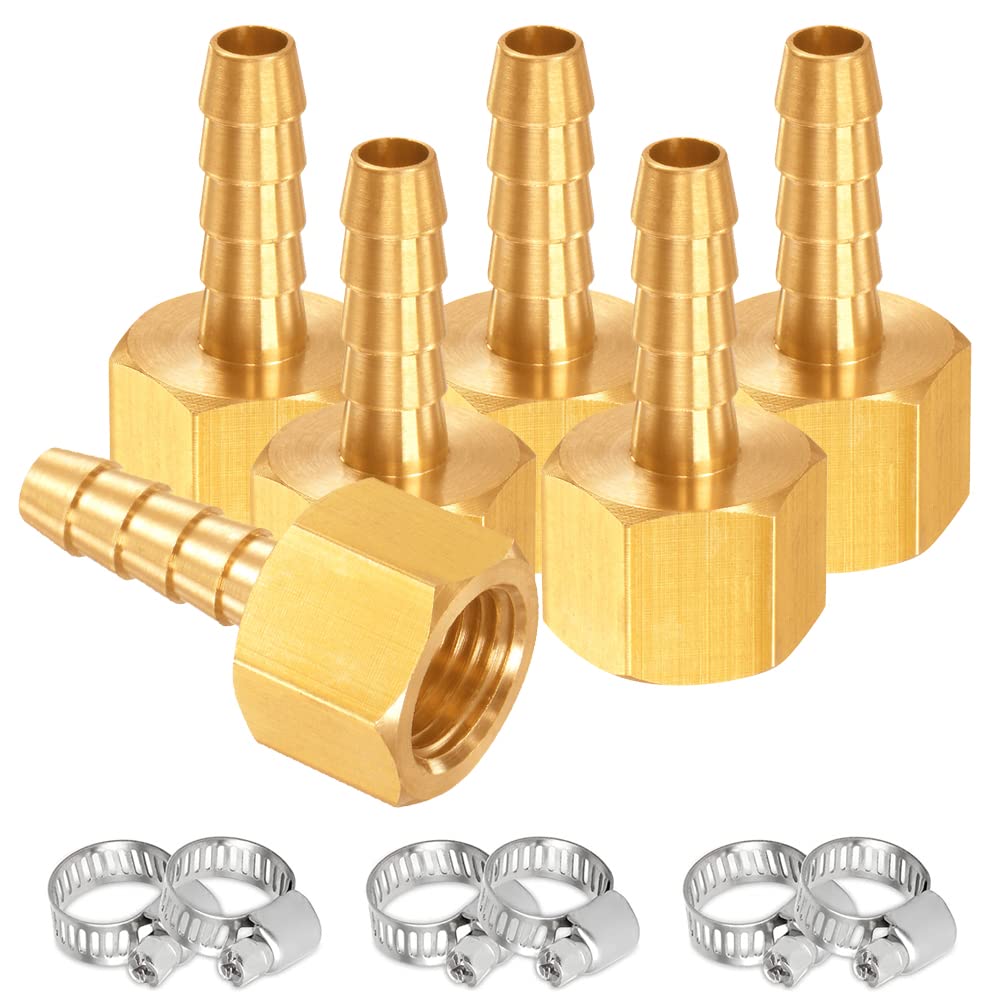 Mua 6PCS Brass Hose Barb Fittings 1/4" NPT Female to 1/4" Barb Adapter Connector Include 6 ...