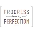Amazon.com: BEKUGART Progress Over Perfection Metal Wall Art - Boho ...