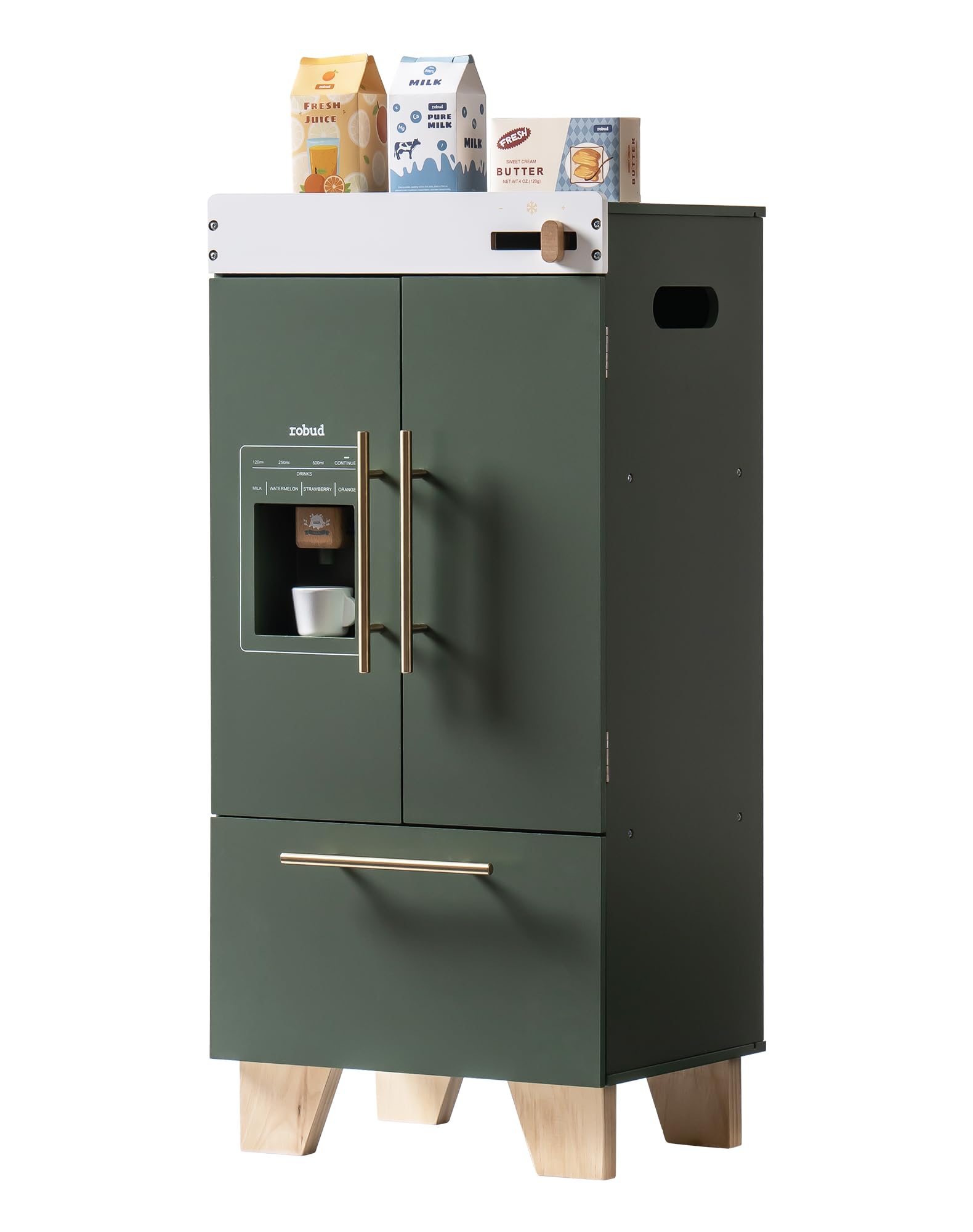 ROBUD Kids Play Kitchen - Vintage Green Refrigerator for Kids Kitchen ...