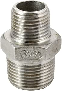 Megairon 3/4" x 1/2" Male Threaded Reducing Nipple Fitting/Adapter, Stainless Steel SS304 NPT ...