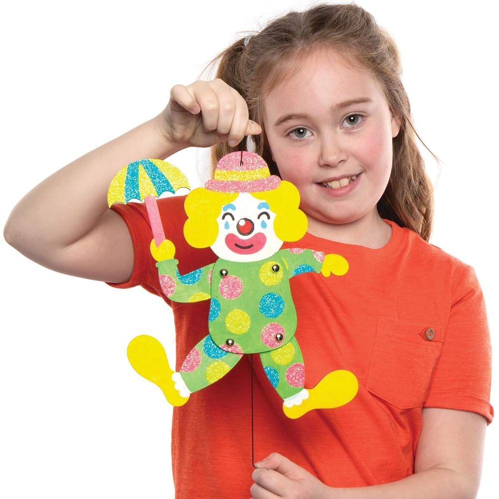 Baker Ross AT886 Clown Wooden Puppet Kits – Pack of 4, Woodcraft for ...