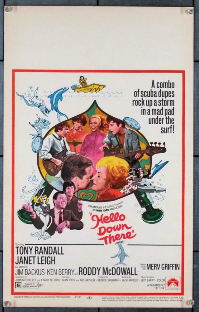 Hello Down There (1969) Original Window Card 14x22 TONY RANDALL JANET ...