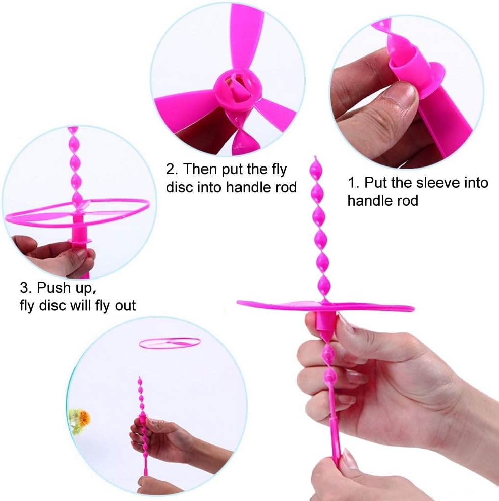 EQLEF Twisty Pull String Flying Saucers Spinning Flying Disc ...