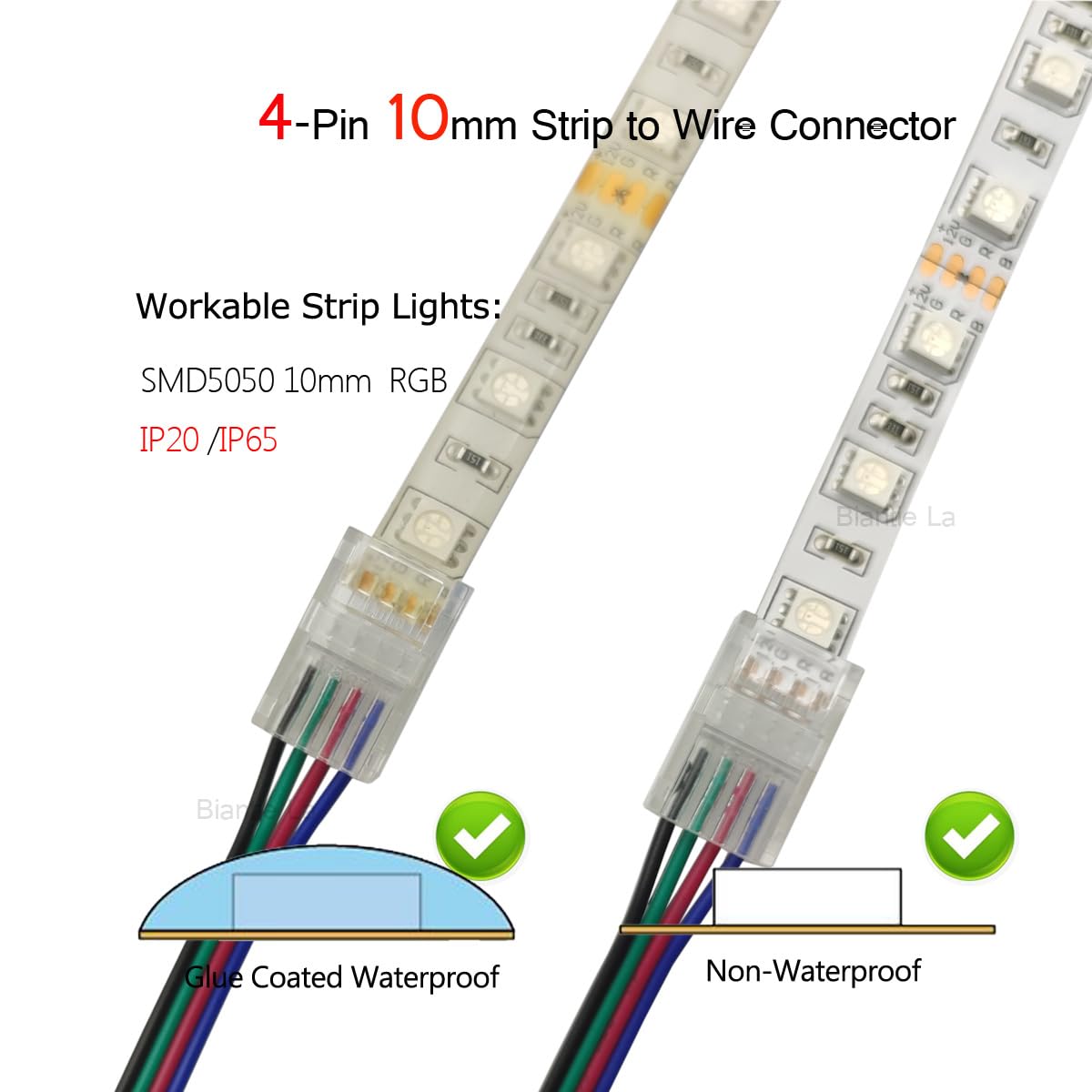 Mua Biantie La 4 Pin Led Strip Connector 10mm RGB Strip to Wire ...